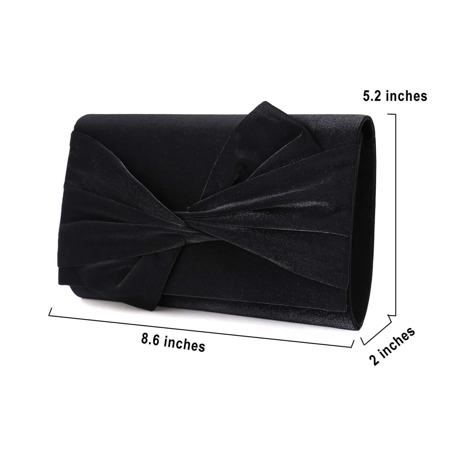 IXEBELLA Satin Evening Bag Bow Clutch Purse for Women Formal Party/Prom/Wedding (Black)