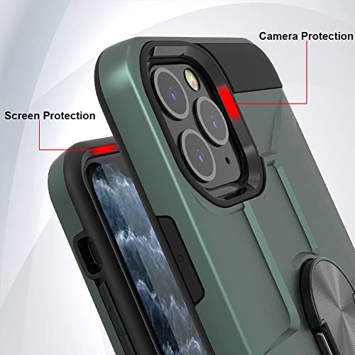 Compatible with iPhone X/XS Case with Ring Stand Tough Rugged Lightweight Slim Shockproof Anti-Fall TPU + PC Protective Phone Cover for iPhone X/XS Protective Case Support Magnetic Car Mount(Green)