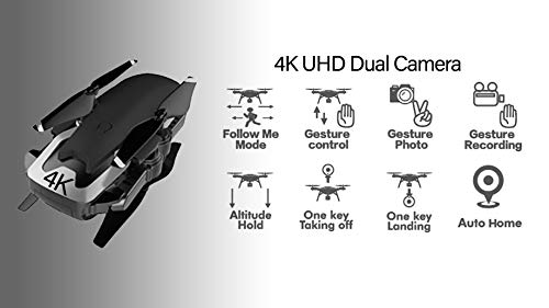 DRONE-CLONE XPERTS Drone X Pro AIR 4K Ultra HD Dual Camera FPV WiFi Quadcopter Follow Me Mode Gesture Control 2 Batteries Included (BLACK)