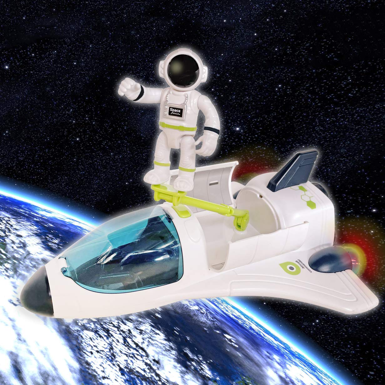 COOLDUCK Space Shuttle Spacecraft Airplane Toys for Kids with Lights & Sound & Astronaut Figure,Spaceship Toys for Any Interstellar Mission Adventure,Toy Rocket Gift for Boys 3-5-8