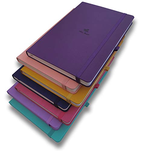 YRL Best A5 Hardcover Notebook Journal with Pen Loop, College Ruled/Lined, 5.7x8.3", 192 Numbered Pages of Premium Thick Paper, Fine PU Leather, Sewn Bound, Elastic Closure, Lays Flat, Purple