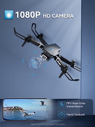 Drones with Camera for Adults Beginners Kids, Foldable Drone with 1080P HD Camera, RC Quadcopter - FPV Live Video, Altitude Hold, Headless Mode, One Key Take Off/Landing, APP Control