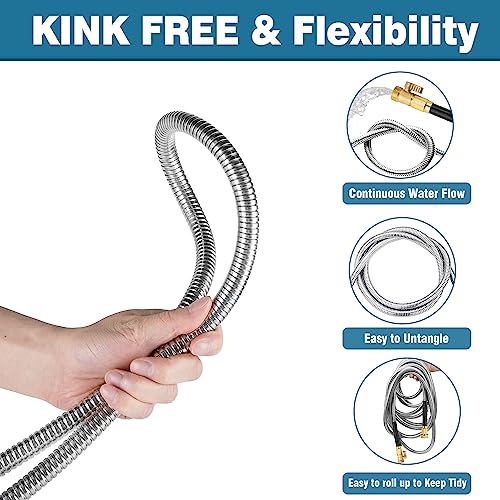 Garden Hose 100 ft Metal - Stainless Steel Water Hose Flexible Heavy Duty Garden Hose Collapsible and No Kink Water Pipe