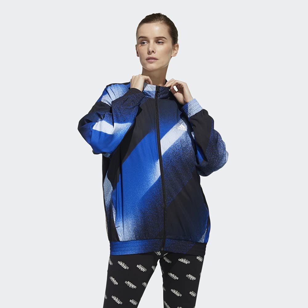 adidas womens Unleash Confidence Woven Track Top Black/Blue/Sky/Sky XX-Large