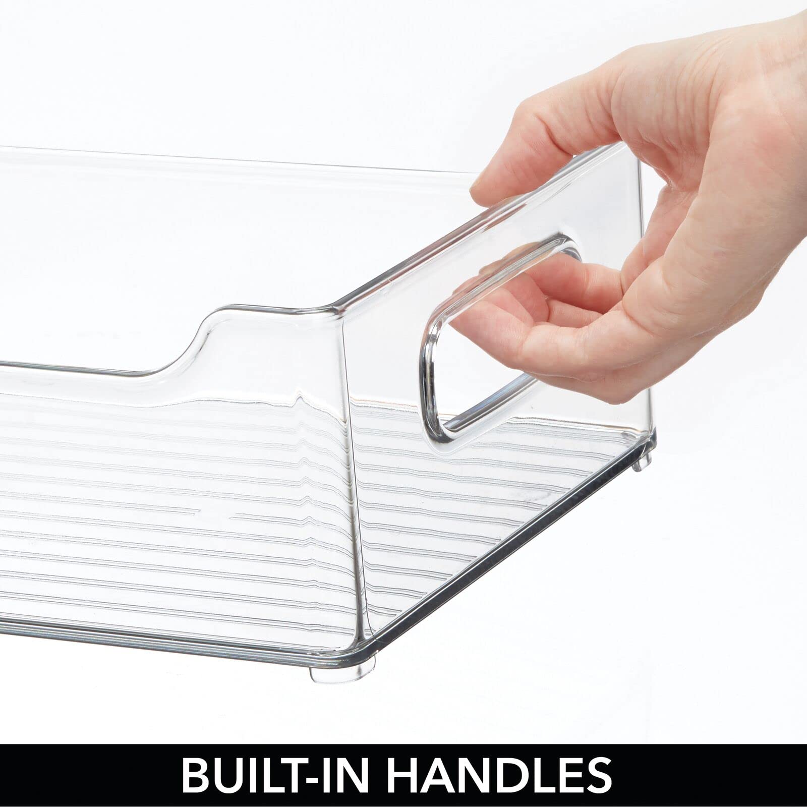 mDesign Wide Plastic Nursery Storage Container Bins with Handles for Organization in Cabinet, Closet or Cubby Shelves - Organizer for Baby Food, Bibs, Formula, and Burp Cloths - 2 Pack - Clear