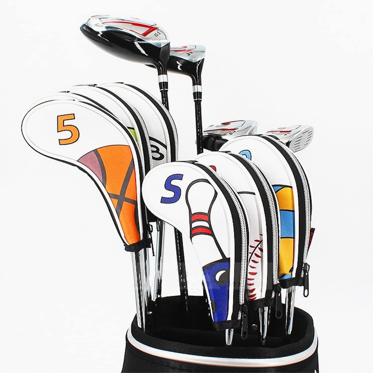 9 Sets of Iron Golf Club Covers, Leather Deluxe Club Head Set Iron Club Head for Irons (red)