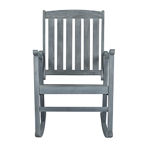 JONATHAN Y RCK102B Penny Classic Slat-Back 300-Lbs Support Acacia Wood Patio Outdoor Rocking Chair for Garden, Lawn, Backyard, Pool, Deck, Beach, Firepit, Gray