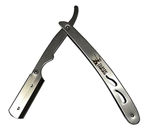 Classic Samurai CS-102 Stainless Steel Professional Barber Straight Edge Razor with 100 Count Single Edge Razor Blades