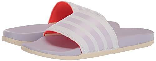 adidas Women's Adilette Comfort Slides Sandal, White/Purple Tint/Wonder White, 8