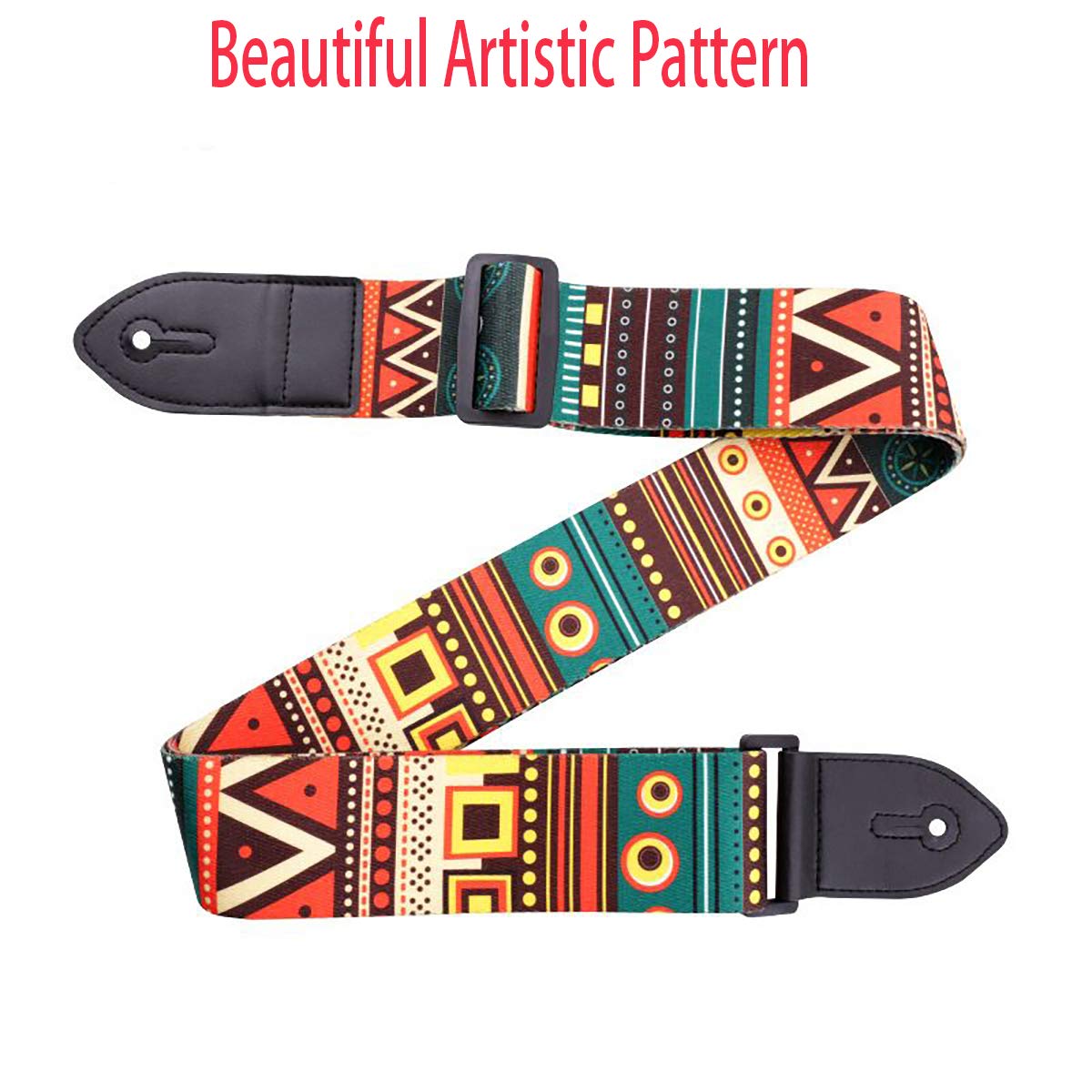 LAVILI Guitar Strap, Acoustic Guitar Strap, Electric Guitar Strap Includes 3 Pick.Adjustable Classical Guitar Strap leather&Polyester,Suitable For Bass, Electric & Acoustic Guitars Pack Of 1