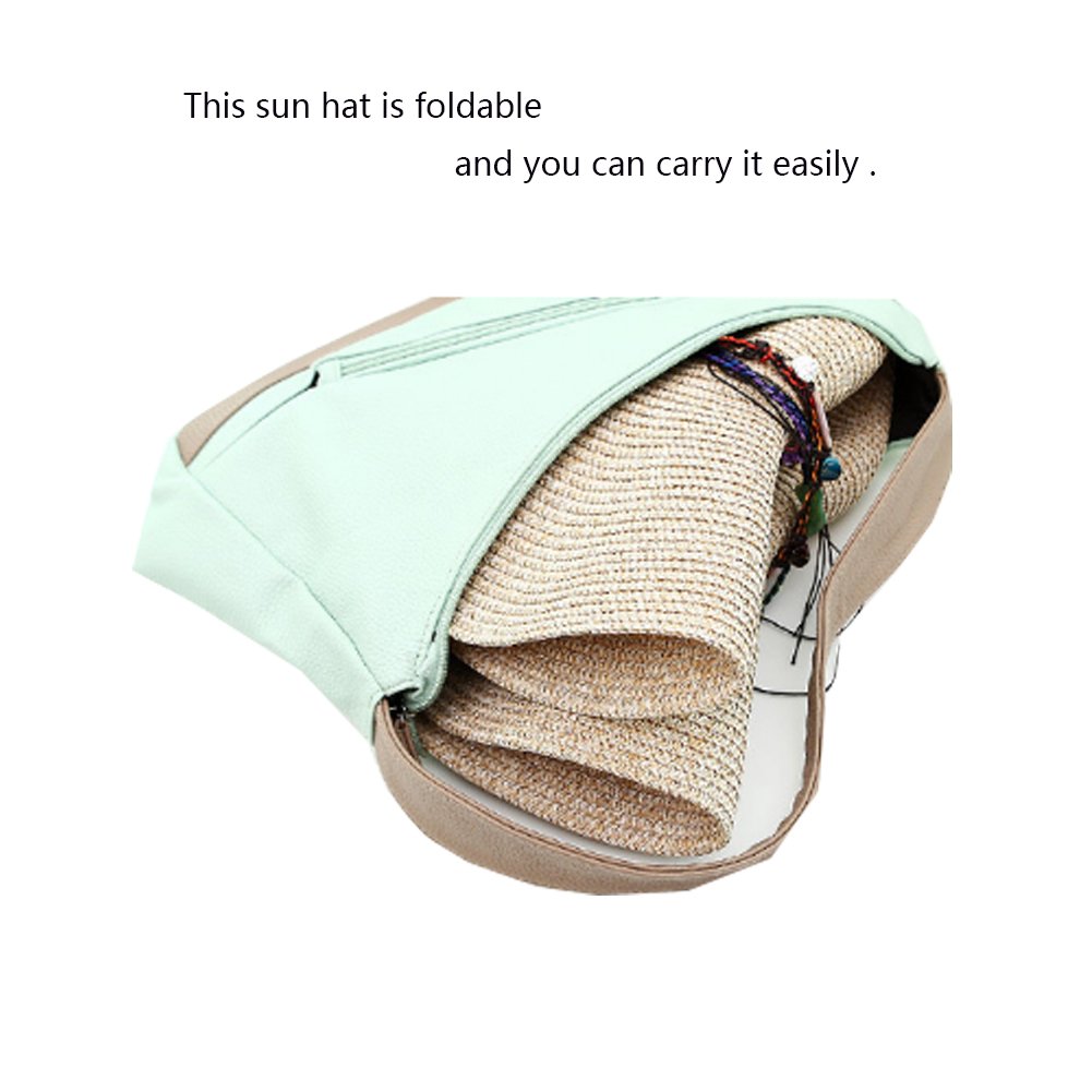 Adrinfly Women Floppy Beach Hat, Wide Brim Straw Sun Hat, Travel Foldable Packable Adjustable Summer Accessories UV UPF 50+ Navy