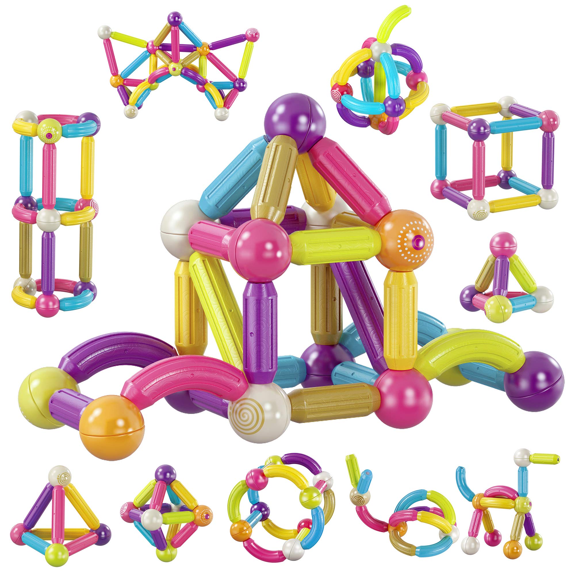 Contixo Kids Magnet Toys - ST1 150 PCs Magnetic Tiles, 3D Building Blocks, STEM Construction Creativity, Imagination, Recreational, Educational Block for Children Toddler Kids Ages 4-8