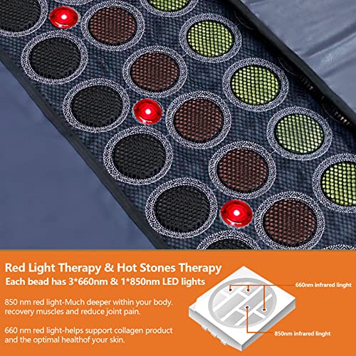 UTK Infrared Sauna Blanket, Portable Sauna Blanket for Home, Full Body & Mind Relax and Detoxify, Pain Relief, Sweat Fast, Updated Natrural Jade Stones & 850nm Bio-Photon, Deep Sleep, Blue(71''x71'')