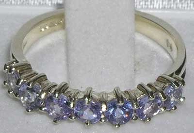 925 Sterling Silver Real Genuine Tanzanite Womens Anniversary Ring - Size 8
