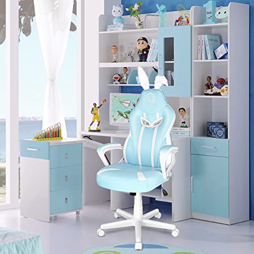 JOYFLY Gaming Computer Chair for Girls Teens, Ergonomic PC Office Kawaii Gamer Chair with Lumbar Support for Women(Light Blue)