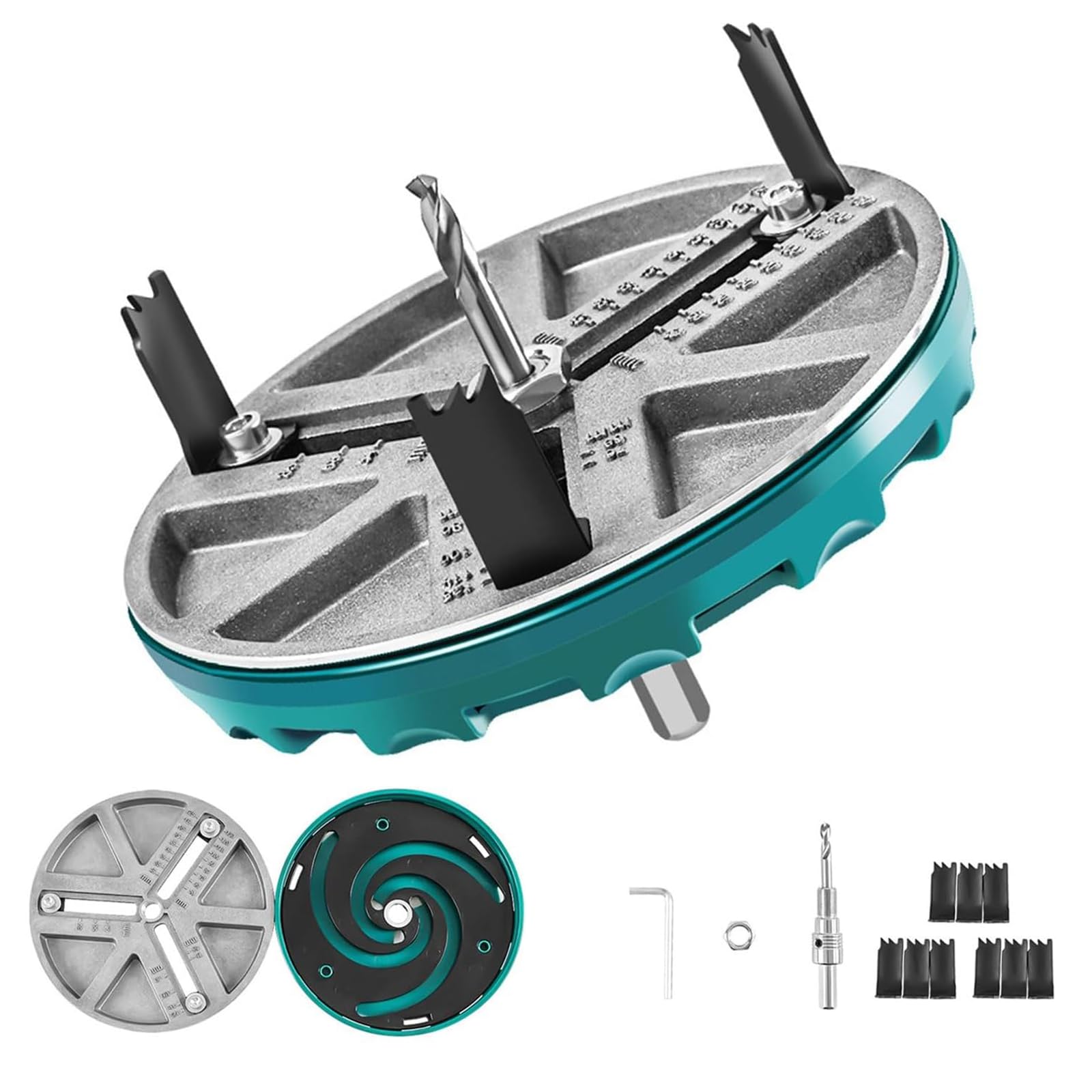 Adjustable Round Hole Saw Tool, Adjustable Punch Saw Tool For Drilling,Adjustable Hole Saw, Adjustable Hole Cutter, Woodworking Tools, Saw Diameter 45-130MM With Bit(Saw+9 Blades)