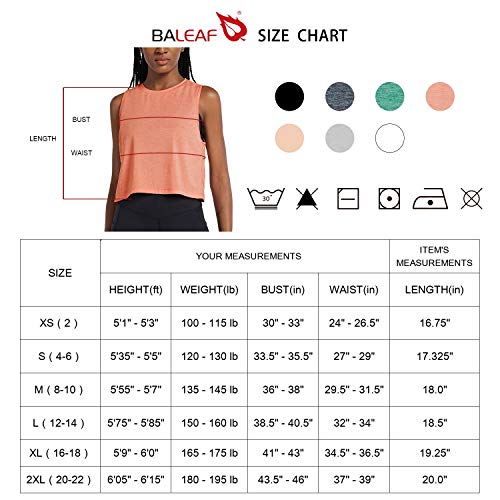 BALEAF Women's Tops Workout Tank Top Crop Tops Cropped Athletic Gym Muscle Shirts Yoga Trendy Heather Coral M