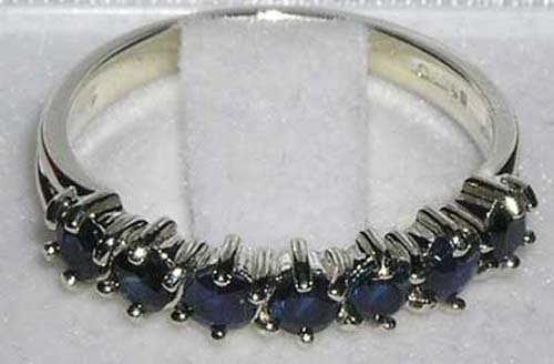 925 Sterling Silver Natural Sapphire Womens Eternity Ring - Size 5