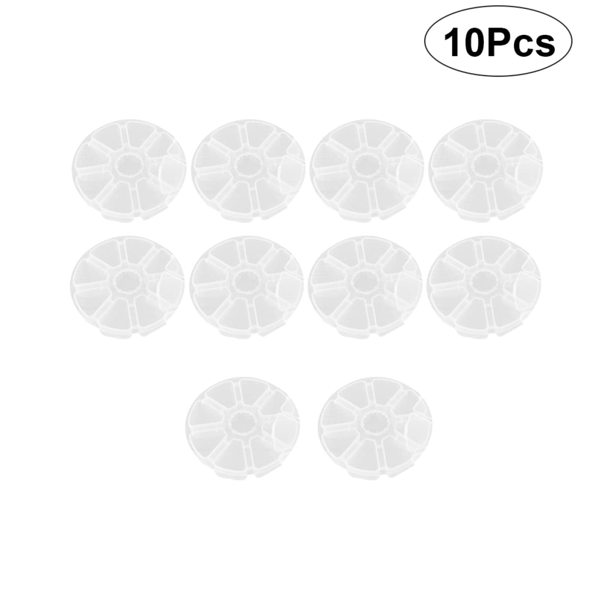 SEWACC 10pcsbox8 Jewelry Desktop Tips False Compartments Clear Bedroom Container Case Round Stylish Bead Sundries Home Display Organizerwhite Storage Organizer Plastic White Nail