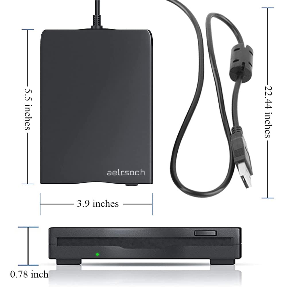 aelrsoch 3.5" External Floppy Disk Reader Drive Portable 1.44MB FDD for PC Windows 98/ME/2000/XP/Vista/Windows 7/8/10