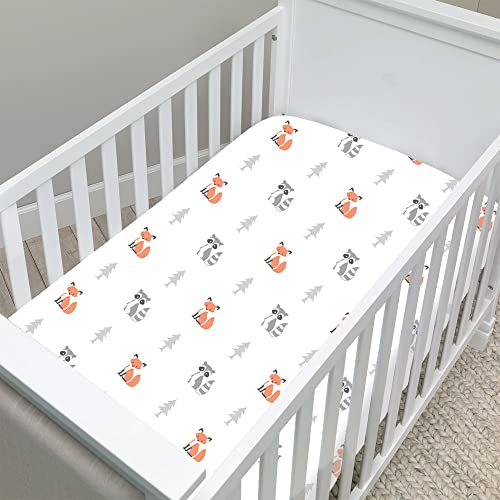 GROW WILD Crib Sheet 3 Pack | Soft Boy Crib Sheets Neutral | Grey Baby Crib Sheets for Boys | Woodland Nursery Crib Mattress Sheet (Forest Fun)