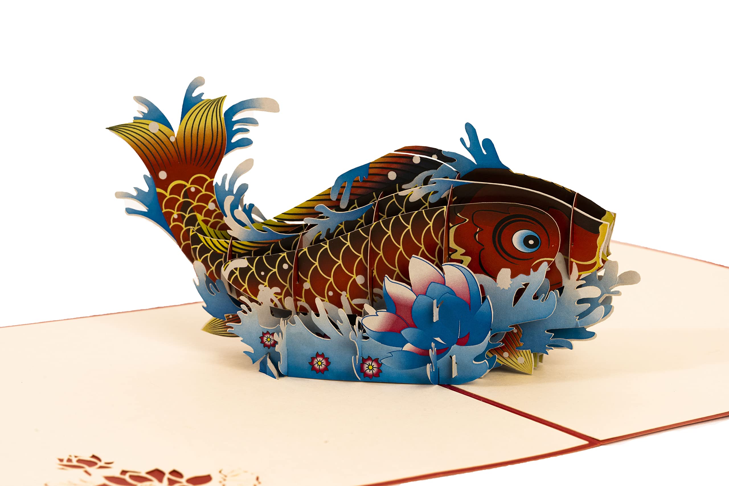 iGifts And Cards Lucky Red Koi Fish 3D Pop Up Greeting Card – Mother’s Day Gift, Unique Nature Inspired Birthday Party, Thank You Card With Fish, Big Retirement Present, 6x8