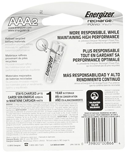 Energizer NH12BP-2 AAA Nickel Rechargeable Battery (2-Pack)