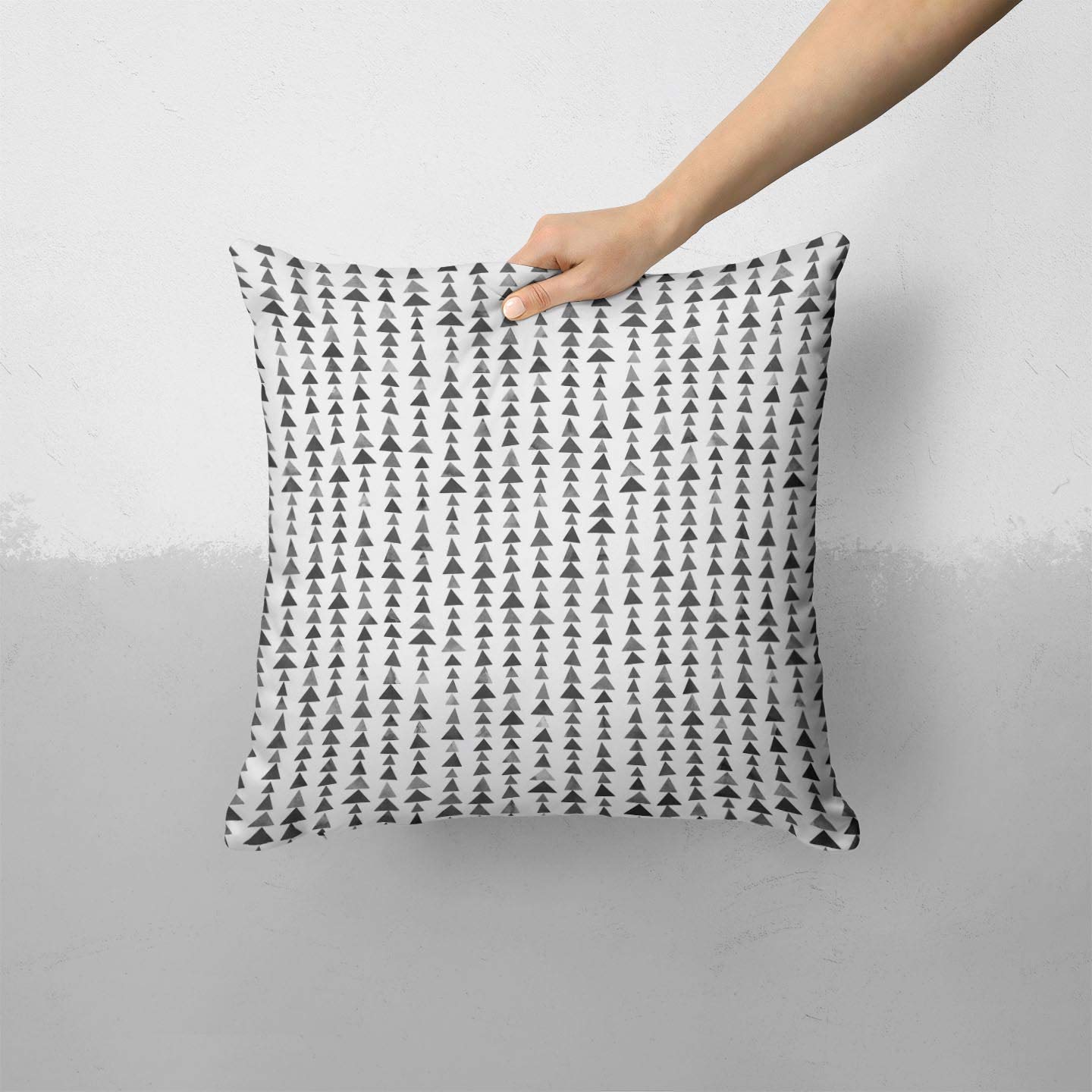 iiRov Black Watercolor Triangle Pattern V2 - Custom Decorative Home Decor Indoor or Outdoor Throw Pillow Cover Plus Cushion Set for Sofa, Bed or Couch (Pillow CASE Cover Plus Cushion)