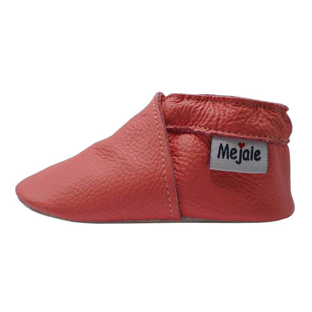 Mejale Baby Soft Soled Leather Moccasins Anti-Slip Infant Toddler Shoes First Walkers(Watermelon Pink,6-12 Mos)