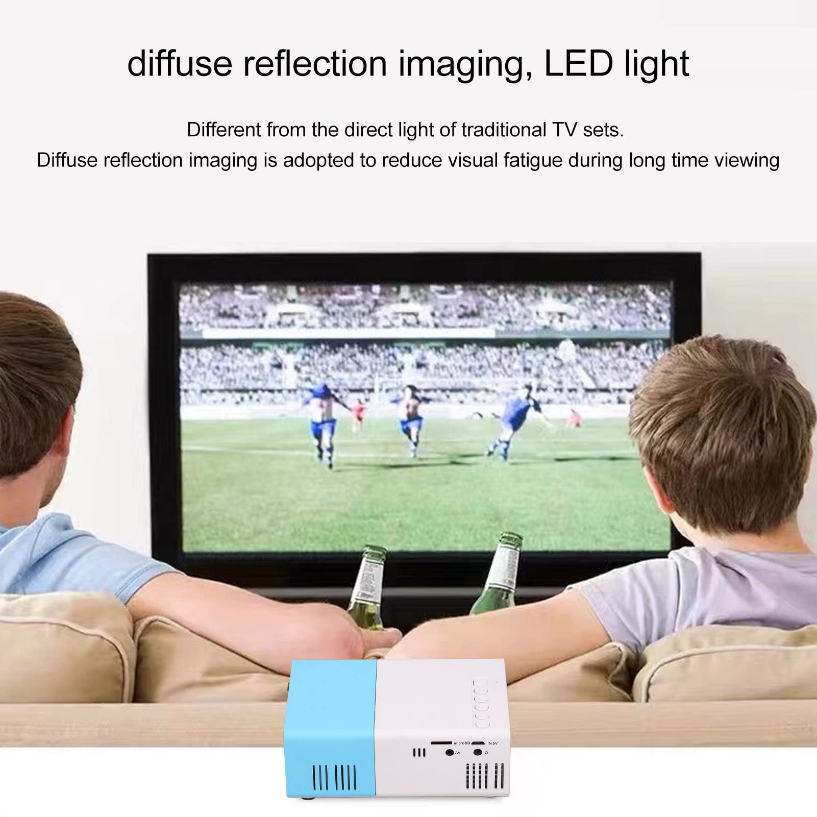 Asixxsix Mini Projector, 1080P HD Portable Movie Projector with Inbuilt Speaker, Multimedia Home Theater Video Projector Compatible with Laptop Phone Camera TV Box Game, Diffuse Reflection