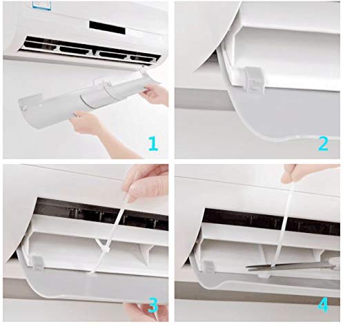 Adjustable Air Conditioner Deflector Confinement Air Deflector Outlet Air Wing Air Cooled Baffle Wind Direction Telescopic Windshield for Home, White