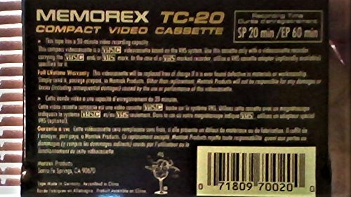 Memorex VHS-C TC-20 High Grade Compact Video Cassette