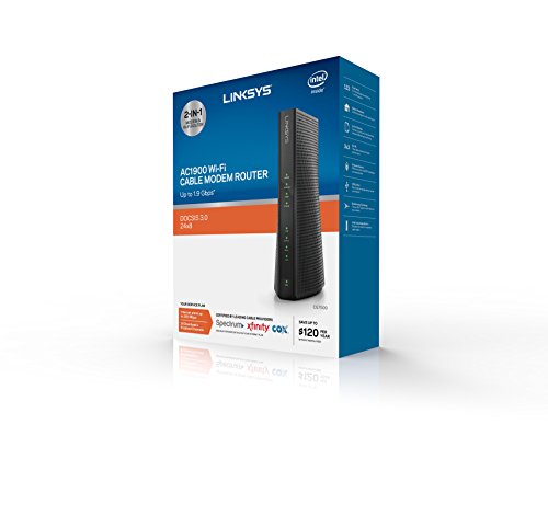 Linksys High Speed DOCSIS 3.0 24x8 AC1900 Cable Modem Router, Certified for Xfinity by Comcast and Spectrum by Charter (CG7500)