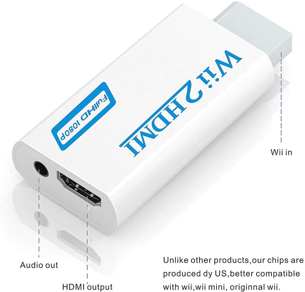 Generic OGOEEN Wii to HDMI Converter 1080P for Full HD Device, Wii2 HDMI Adapter with 5ft High Speed HDMI Cable, with 3.5mm Audio JackandHDMI Output, Supports All Wii Display Modes 720P White Cable