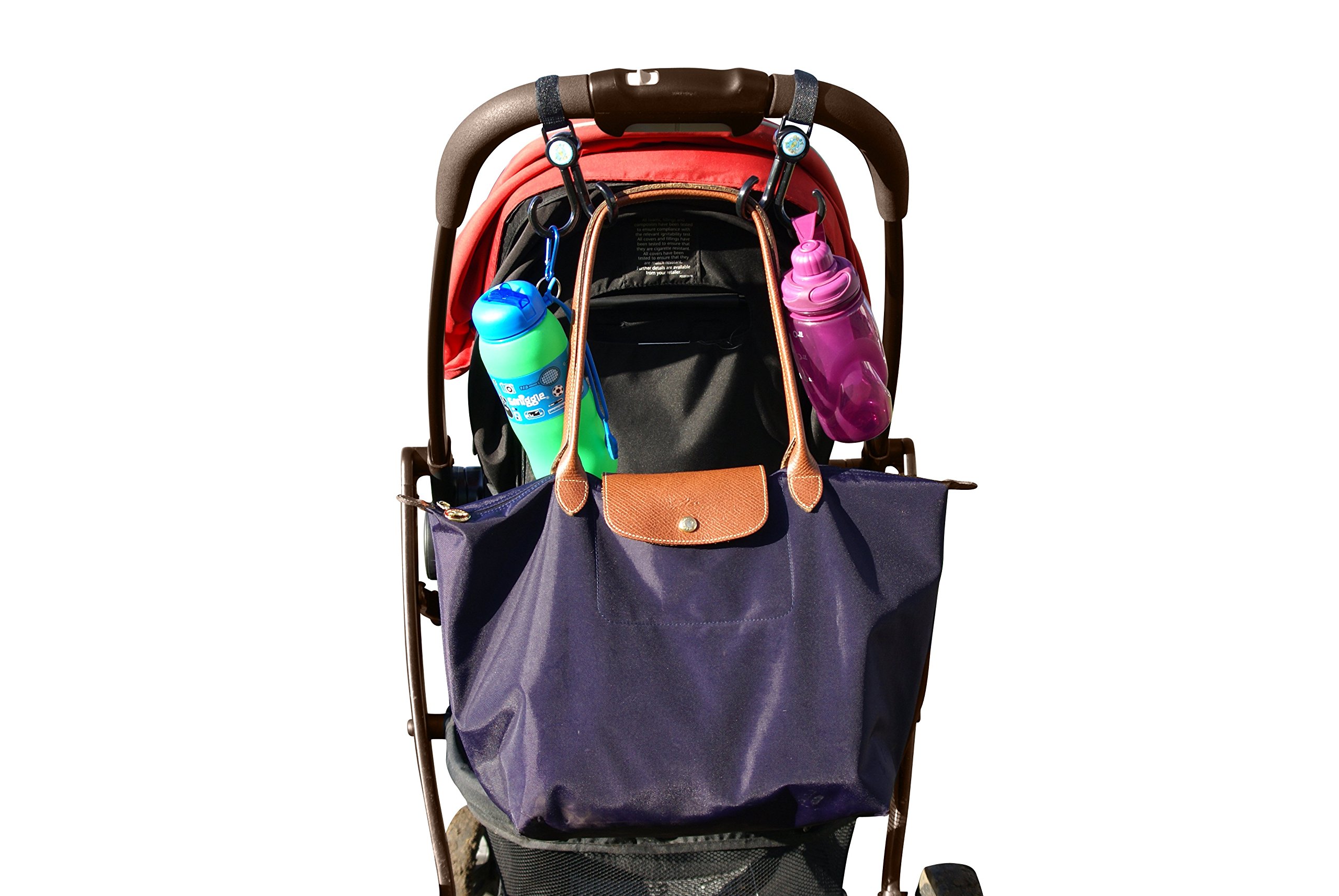 Clearance Stroller Hook Organizer - 2 Pack with 2 Double Multi Purpose Buggy Hooks (Blue) - Universal Fit for All Strollers - Pram, Pushchair, Stroller Accessory-Hanger for Baby Diaper Bags, Groceries