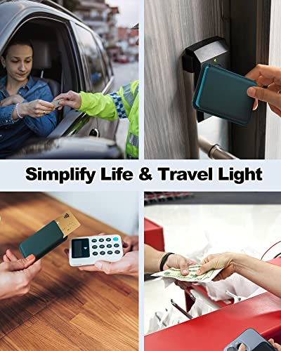 COMWINN Mag Safe Wallet with Double-Row Magnets - Minimalism Leather Mag Safe Card Holder - Slim Magnetic Wallet for iPhone 14/13/12 Series Model and Magsafe Case - Max Fit 3 Cards Dark Green