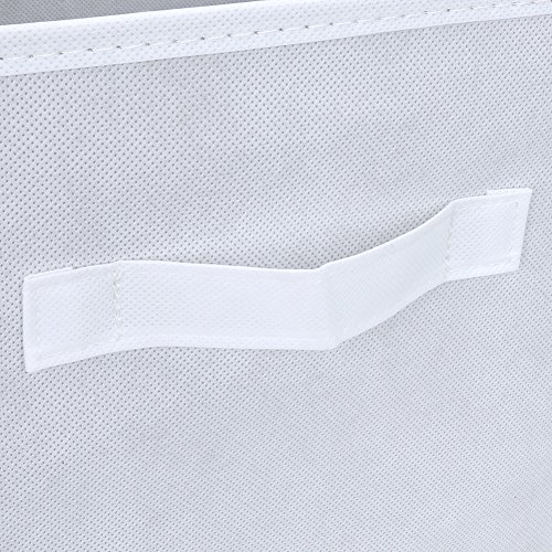 EZOWare Set of 12 Foldable Basket Bin Collapsible Storage Cube For Nursery, Kids Toys Organizer, Shelf Cabinet - (White + Black)