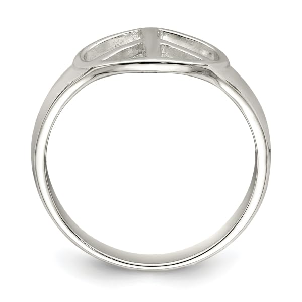 925 Sterling Silver Peace Sign Inspirational Symbol Ring Size 8
