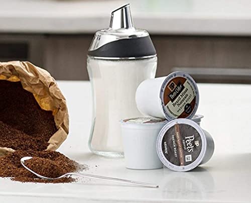 J&M Design Sugar Dispenser Shaker w/Pour Spout For Coffee Bar Accessories, Tea Organizer Station Essentials, Coffee Gifts & Kitchen Baking w/Easy Spoon Pouring Lid - 7.5oz Glass Jar Container Bowl