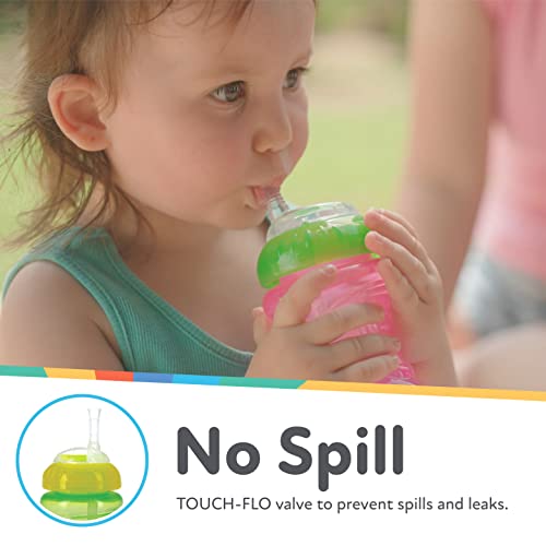 Nuby 3 Piece Girl No-Spill Cup with Flex Straw, 10 Ounce