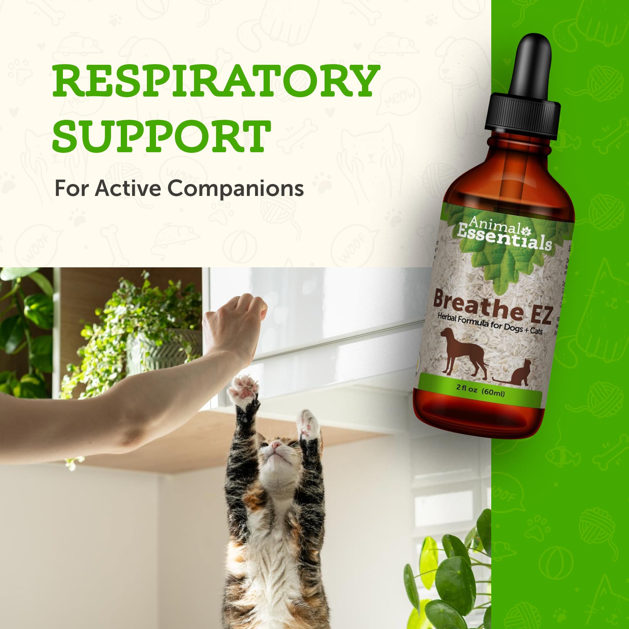 Animal Essentials Breathe EZ for Dogs & Cats - Pet Respiratory Support Supplement, Clear & Easy Breathing, Healthy Respiration, Herbal Formula - 2 Fl Oz
