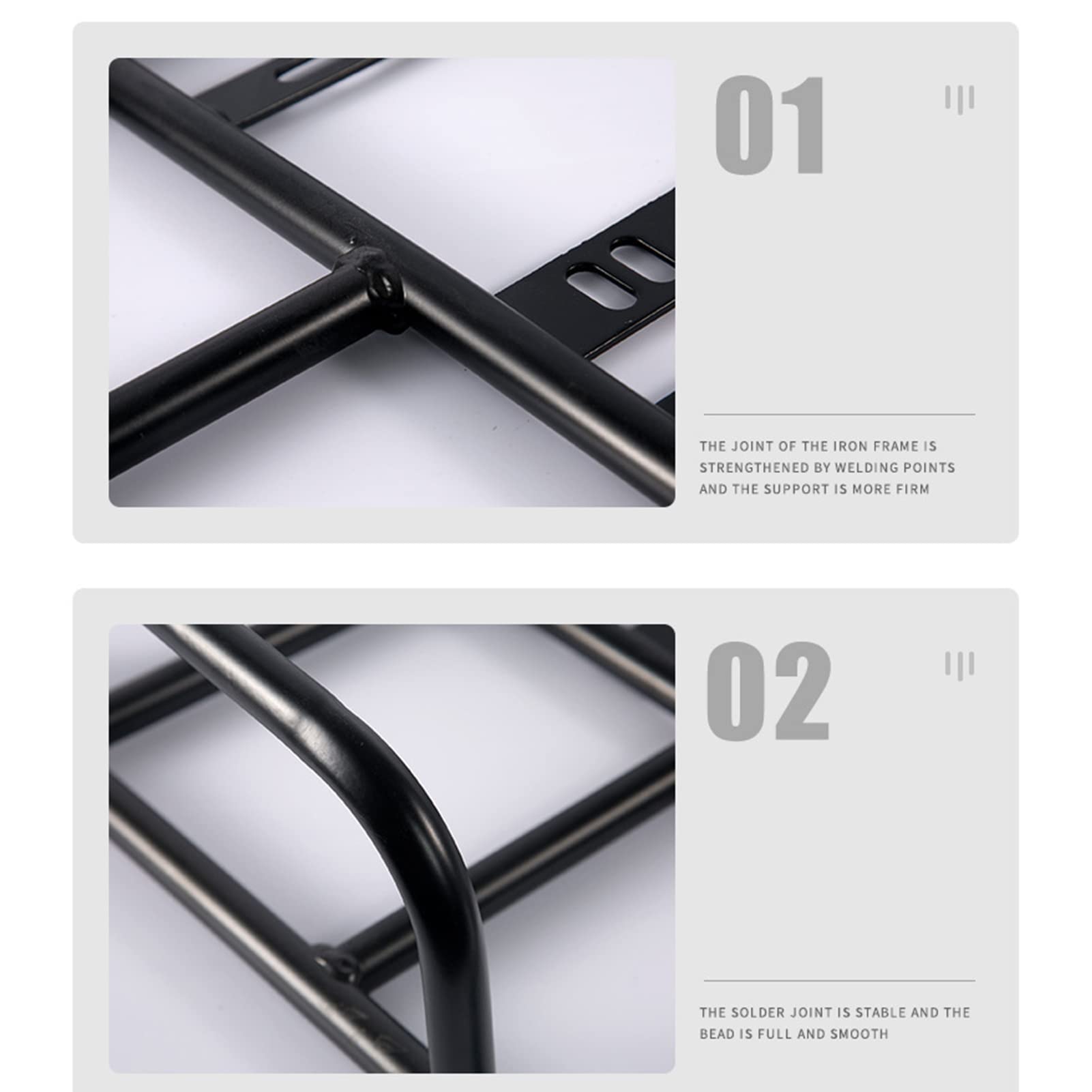 BigKing Food Delivery Box Rack Rear Grille,Electric Bicycle Delivery Box Rack Rear Grille 80kg Loading Seamless Steel Tube Universal for Motorcycle(Flat (53/43))