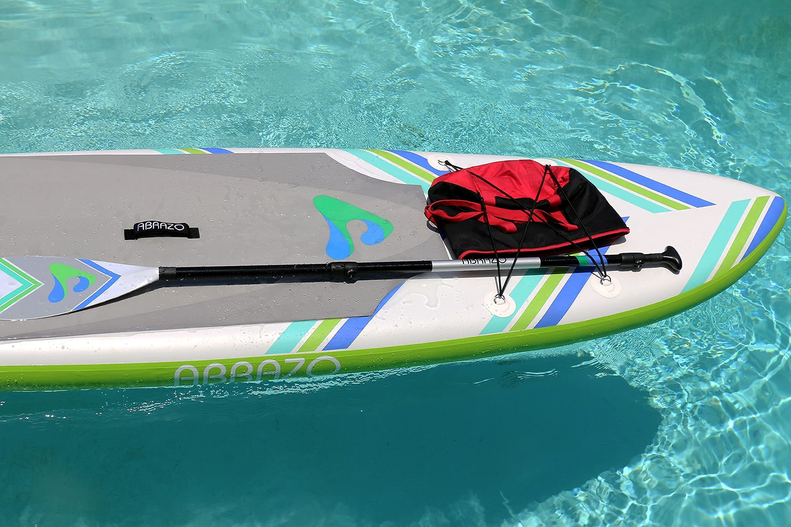 Abrazo Inflatable Stand Up Paddle Board for Adults - Durable, Thick and Slip Resistant Paddle Board with SUP Accessories: Paddle, Patch Repair Kit, Hand Pump, SUP Leash, and SUP Backpack