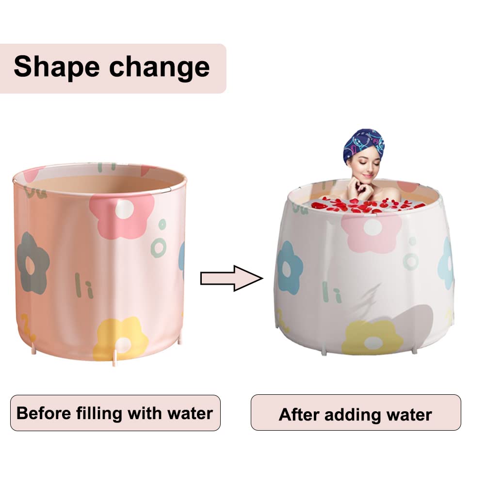 Genrenyen Portable Bathtub for Adults Foldable PVC SPA Soaking Standing Bath Tub for Shower Stall, Non-Inflatable Hot Ice Bath Tub with Thickened Thermal Foam to Keep Temperature