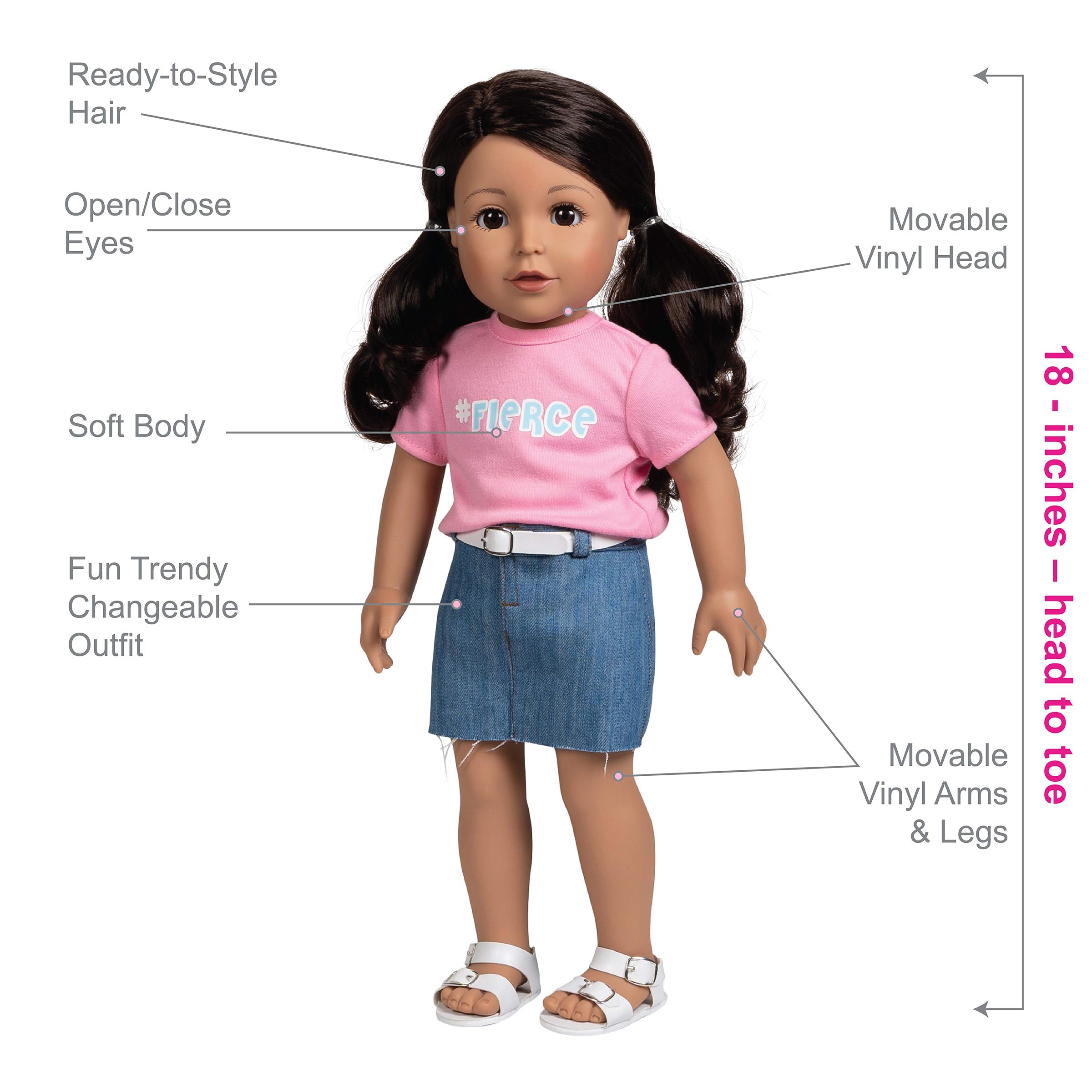 ADORA Amazon Exclusive Amazing Girls Collection, 18β Realistic Doll with Changeable Outfit and Movable Soft Body, Birthday Gift for Kids and Toddlers Ages 6+ - Erica