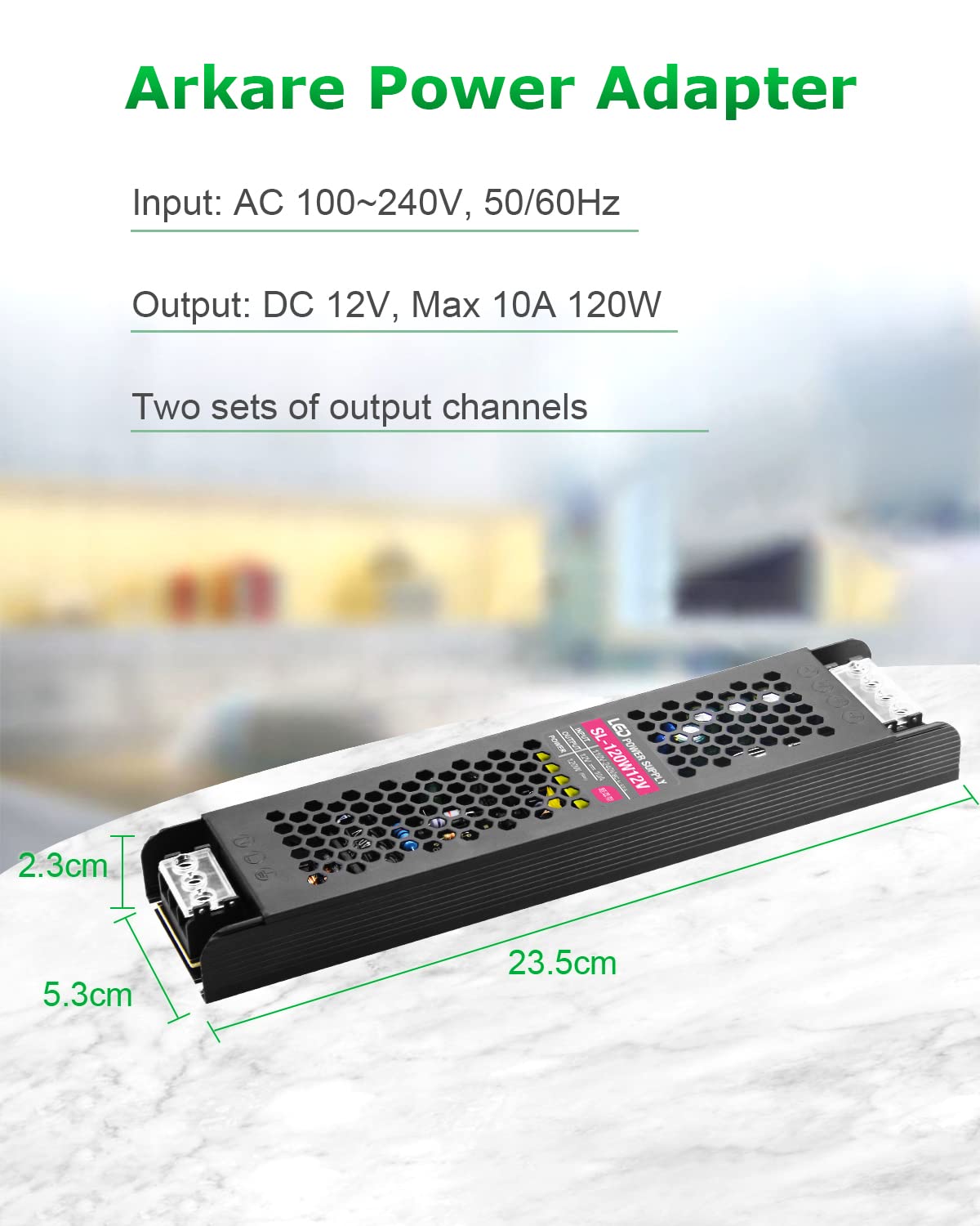 Arkare 12V 10A 120W DC Power Supply Adapter AC to DC Convert AC 100V~240V to DC 12Volt 10A Universal Regulated Transformer LED Driver for 12V LED Strip Lights CCTV Camera System Radio 3D Printer