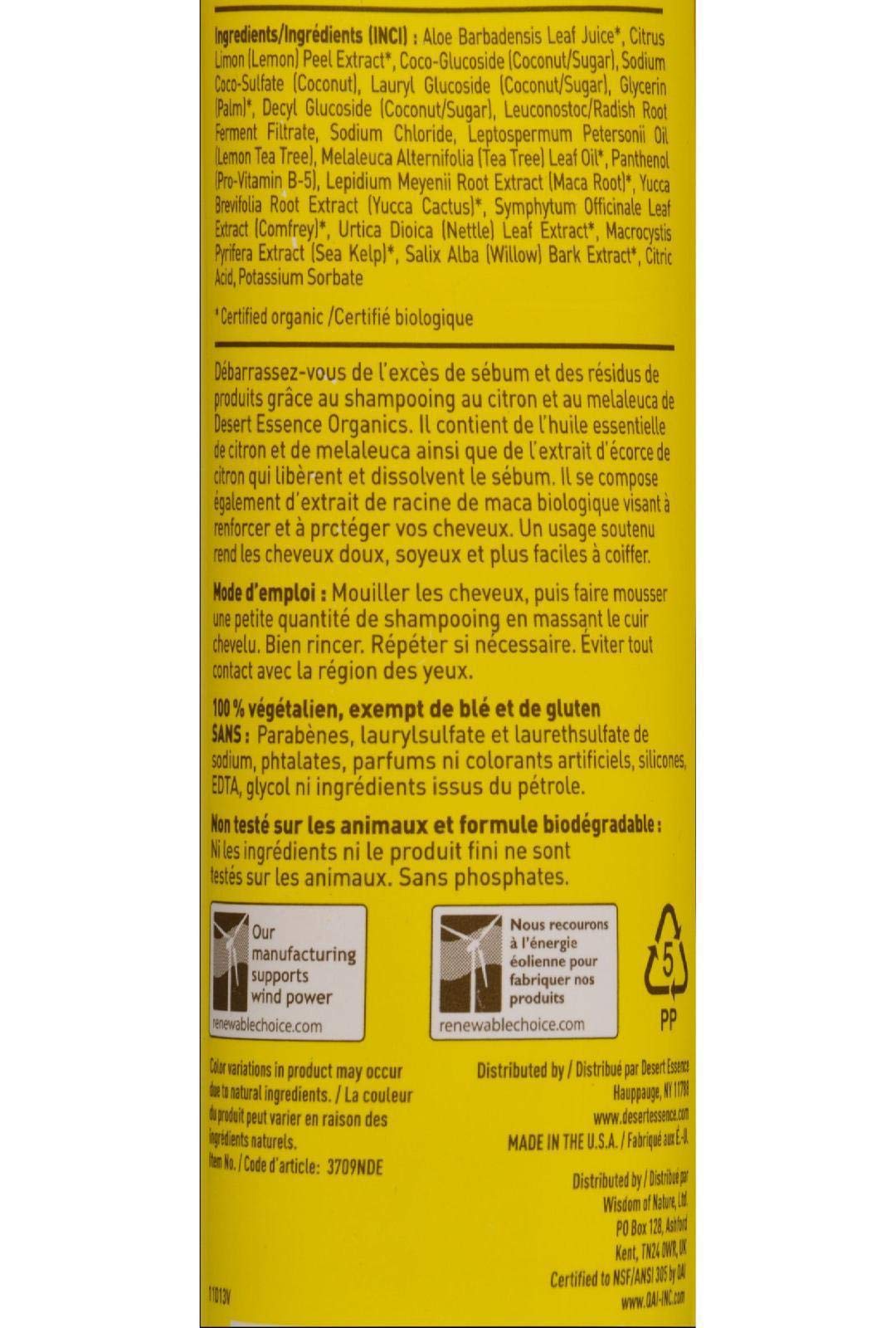 DESERT ESSENCE, Lemon Tea Tree Shampoo - 8 oz