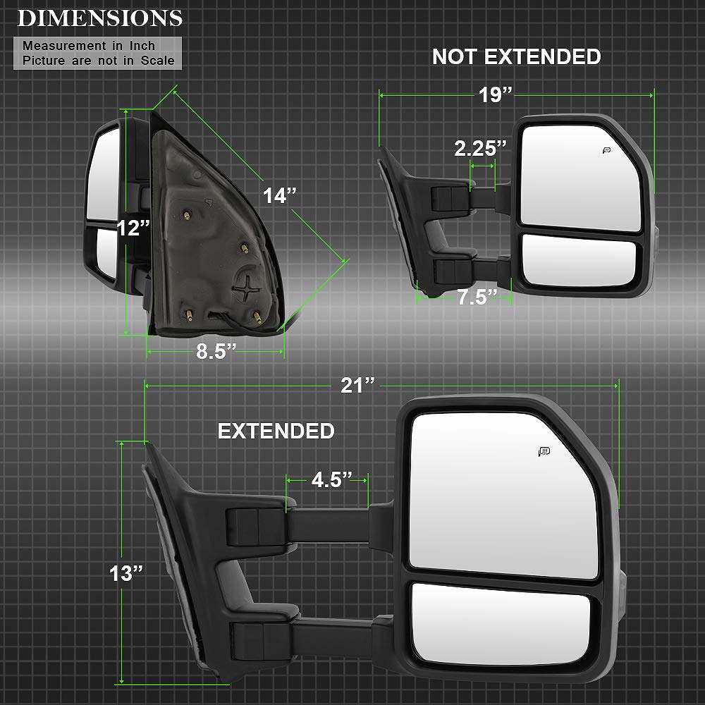 ACANII - [2017 STYLE] Telescoping Power Heat Smoke led Signal Towing Mirrors Left+Right For 2008-16 Ford F250 F350 F450