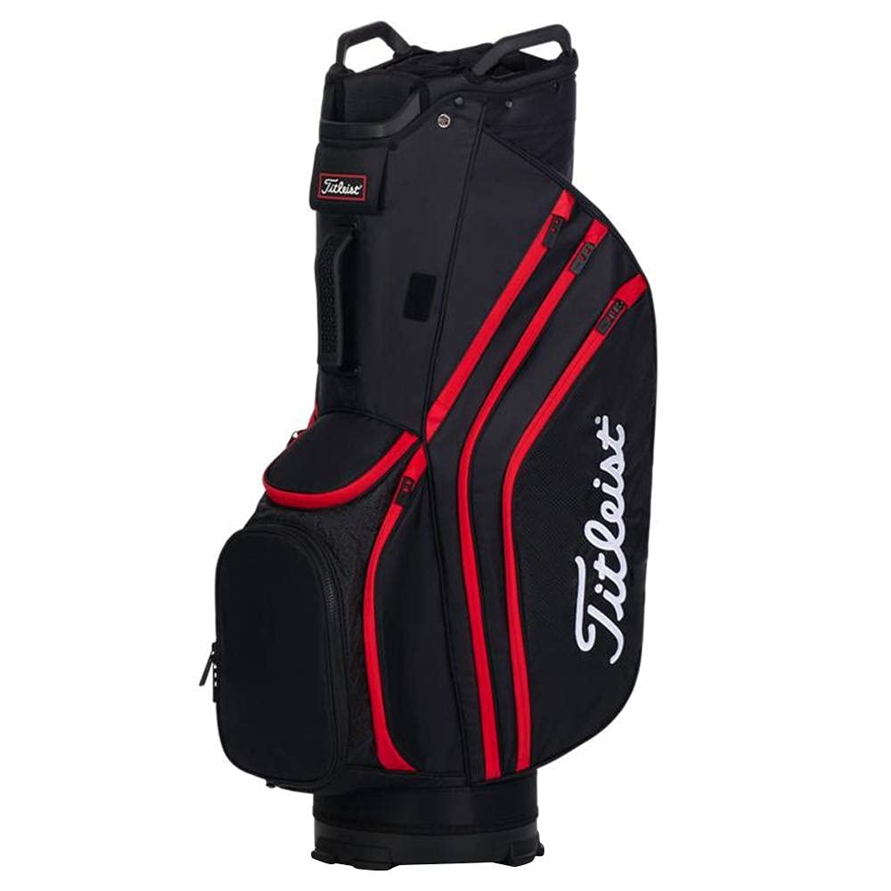 Titleist Cart 14 Lightweight Golf Bag, Black/Black/Red
