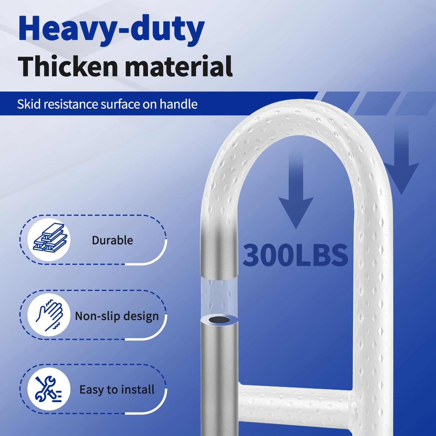 SDSNTE Heavy-Duty Adjustable Bathtub Safety Rail with Anti-Slip Design, Tub Grab Bar for Seniors, Elderly, and Handicapped Safety, 300LBS Weight Capacity, White